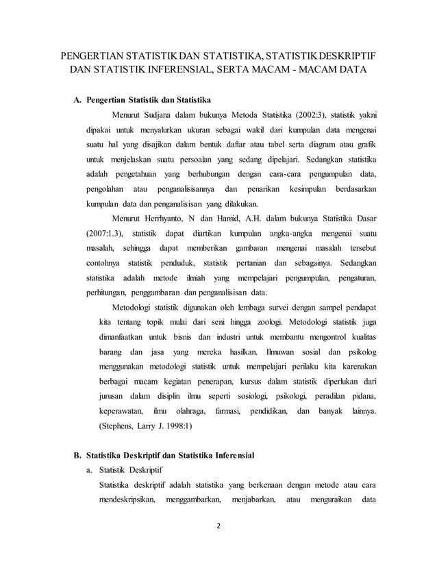 makalah statistik, statistika, macam data | DOCX