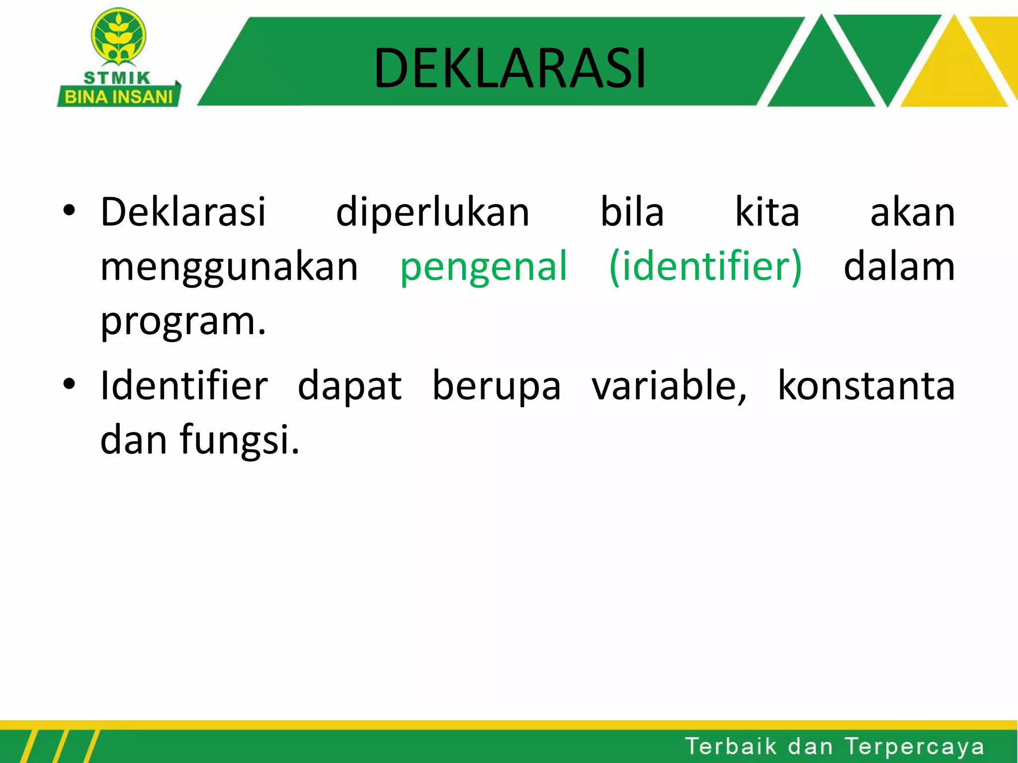 Pertemuan 2 Variabel Konstanta dan Tipe Data | PDF