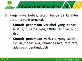 Pertemuan 2 Variabel Konstanta dan Tipe Data | PDF
