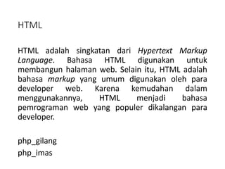 Pemrograman Web - Pertemuan 3 | PPT