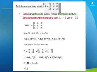 Pertemuan 3 Matrik dan Aljabar linier untuk mahasiswa | PPTX