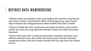 intelligent Business and Data Warehousing | PPTX