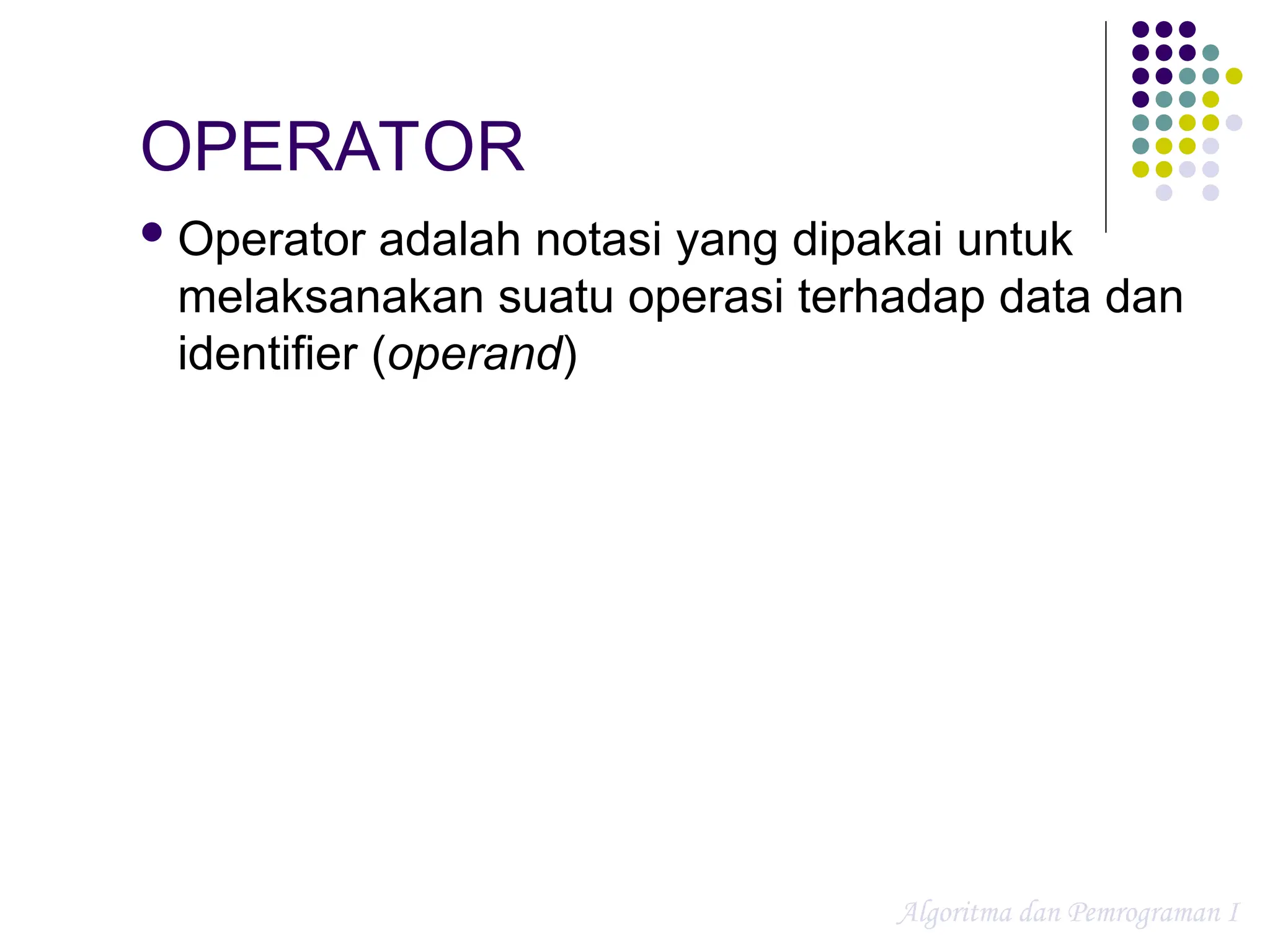 Konsep data dan operator pada pemrograman komputer | PPT