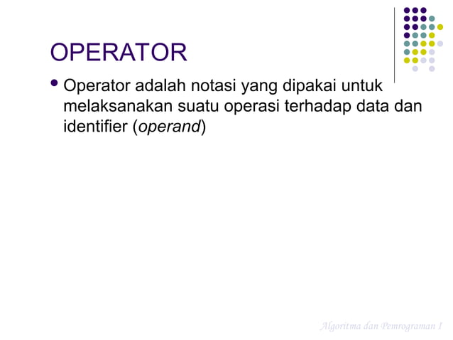 Konsep data dan operator pada pemrograman komputer | PPT