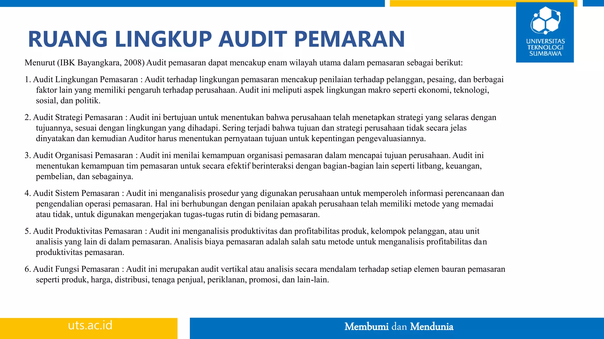 Pertemuan 3 audit pemasaran dan konsumen 1 | PPT