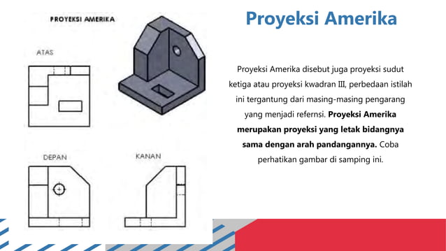 sistem proyeksi dalam gambar teknik mesin | PPTX