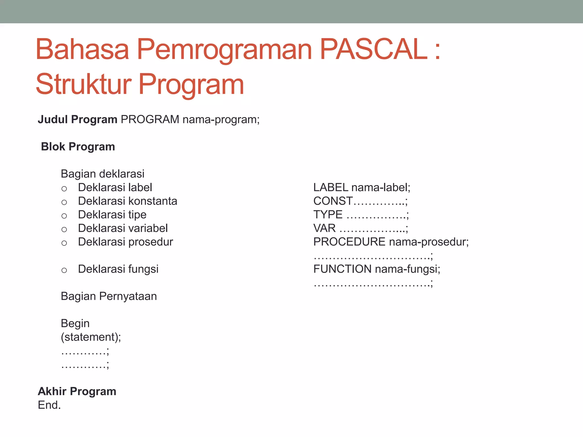 Pertemuan 3 pemrograman dasar | PPTX