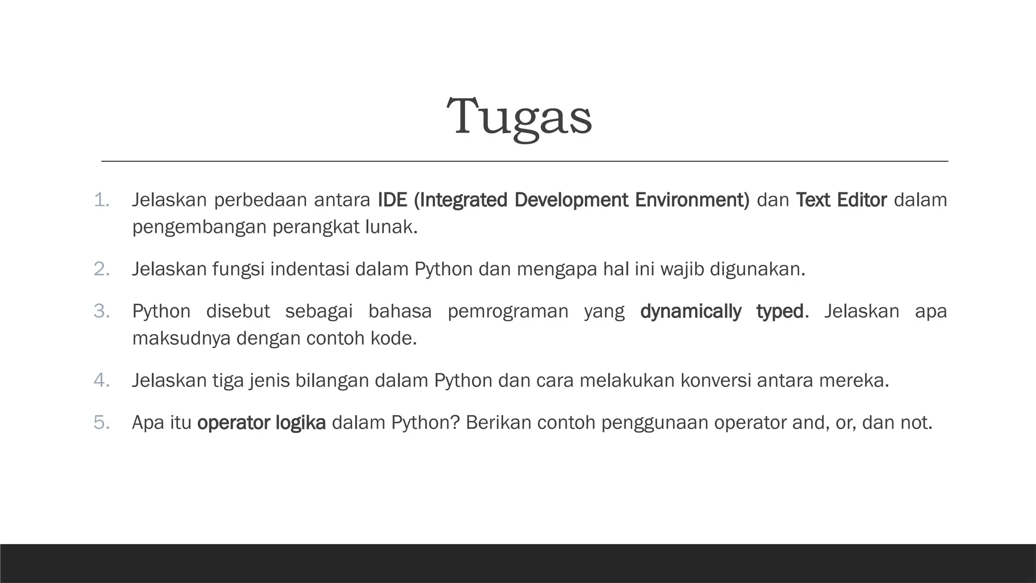 Materi dasar pemrograman python teknik informatika | PPTX
