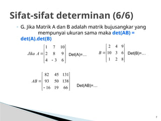 sifat sifat determinan serta cara menentukannya | PPT