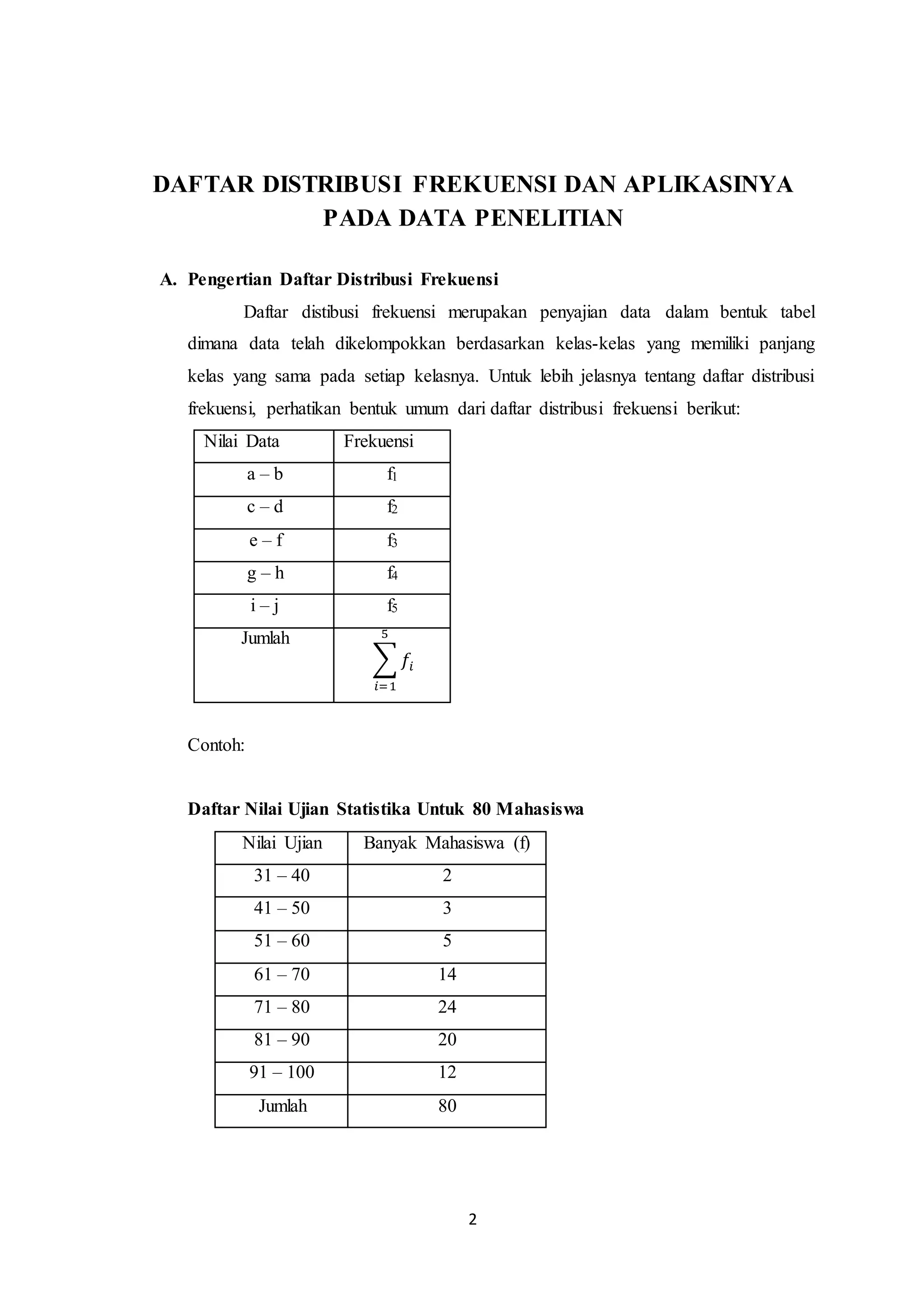 Pertemuan 4 (distribusi frekuensi) | DOCX
