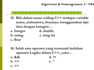 Pertemuan 5 : Algoritma & Pemrograman | PPT