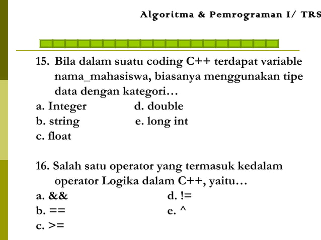 Pertemuan 5 : Algoritma & Pemrograman | PPT