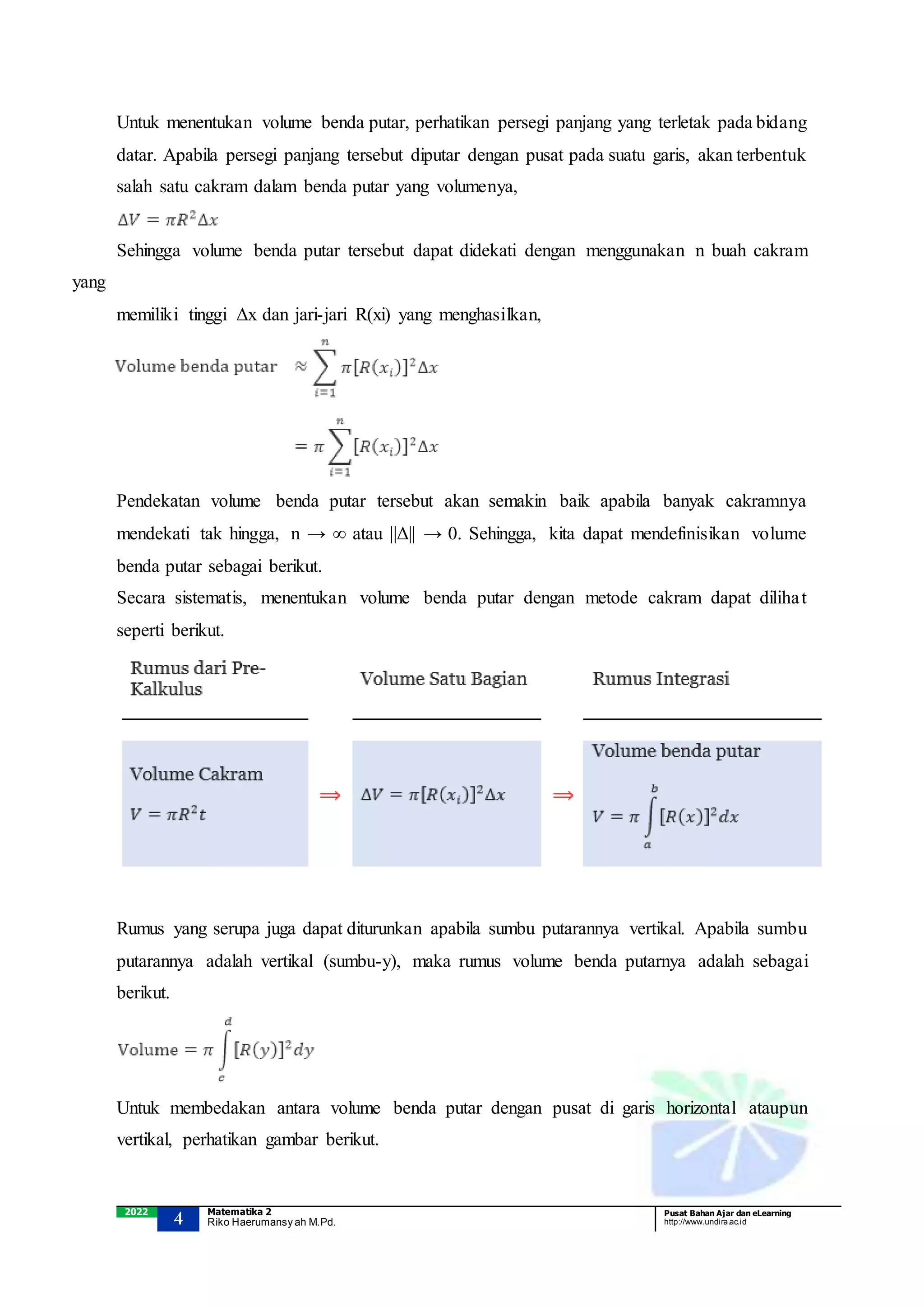Pertemuan 5 Aplikasi Integral (Volume Benda Putar).docx