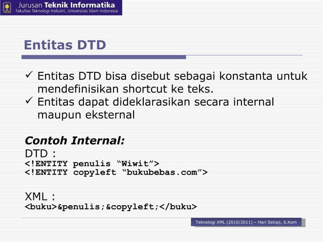 DTD - Atribut dan Entities | PPT