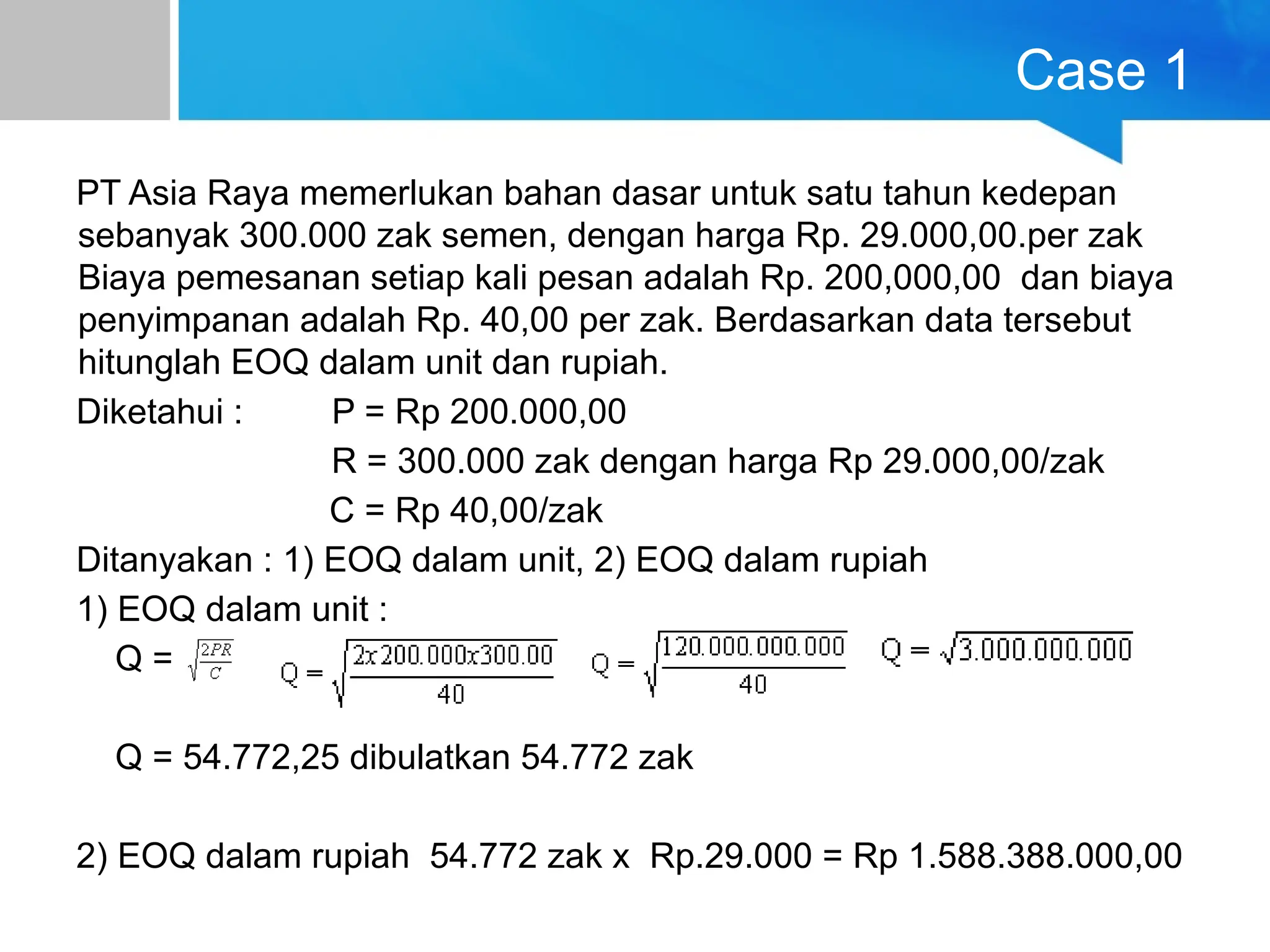 Economic order quantity (EOQ) materi untuk persediaan | PPTX