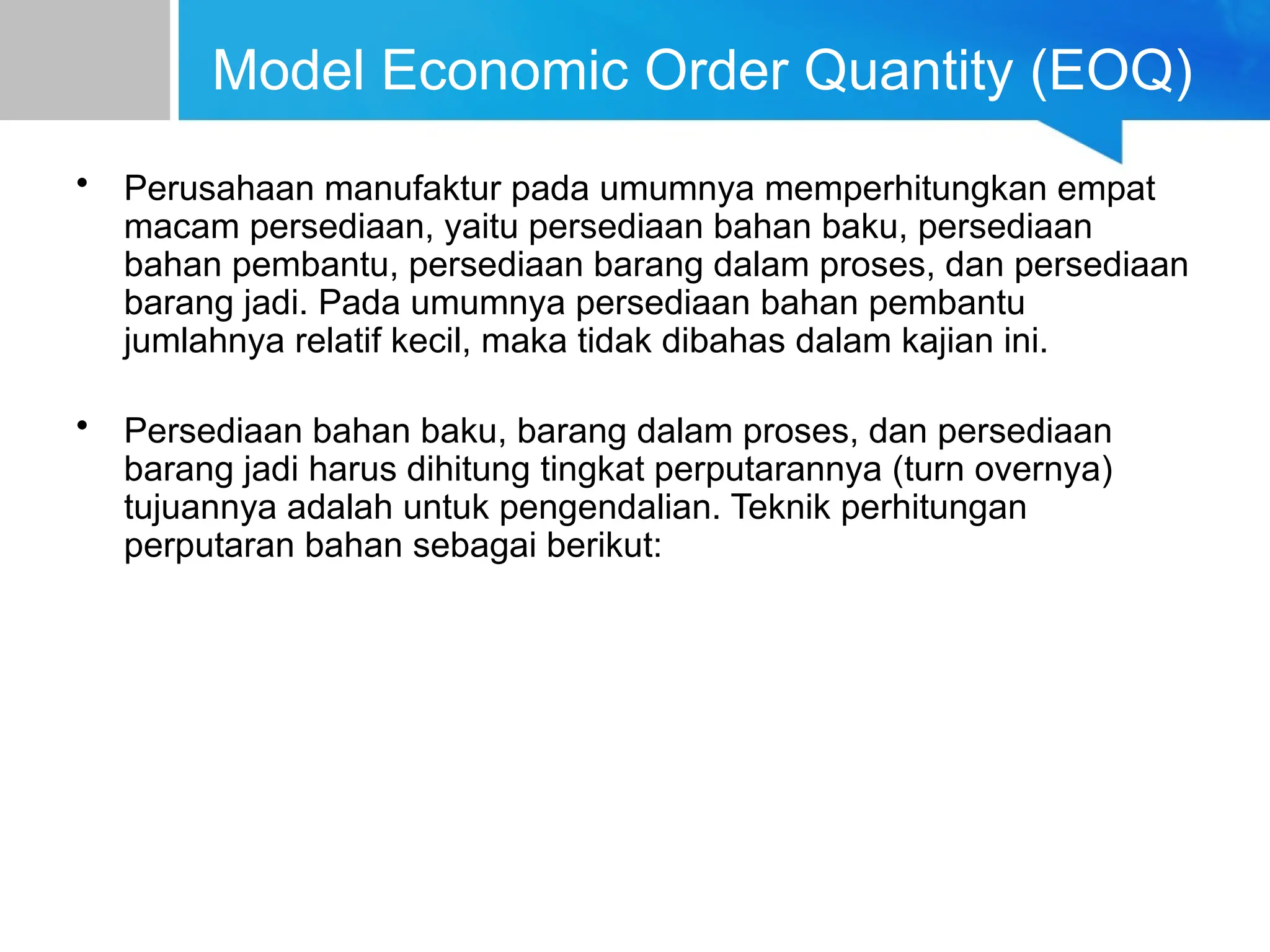 Economic order quantity (EOQ) materi untuk persediaan | PPTX