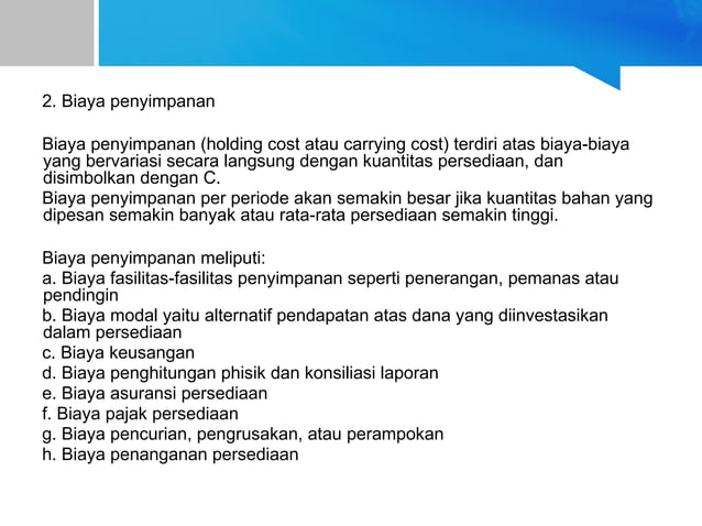 Economic order quantity (EOQ) materi untuk persediaan | PPTX