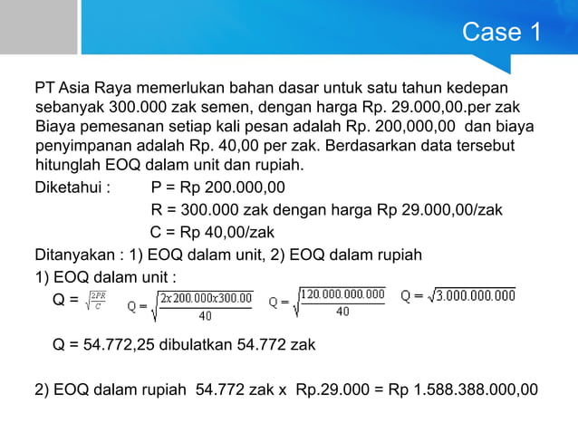 Economic order quantity (EOQ) materi untuk persediaan | PPTX