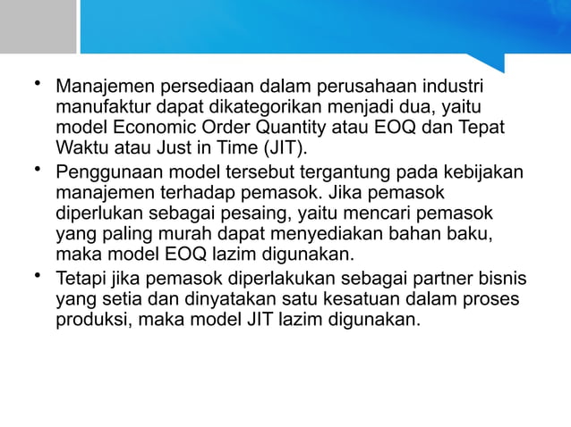 Economic order quantity (EOQ) materi untuk persediaan | PPTX