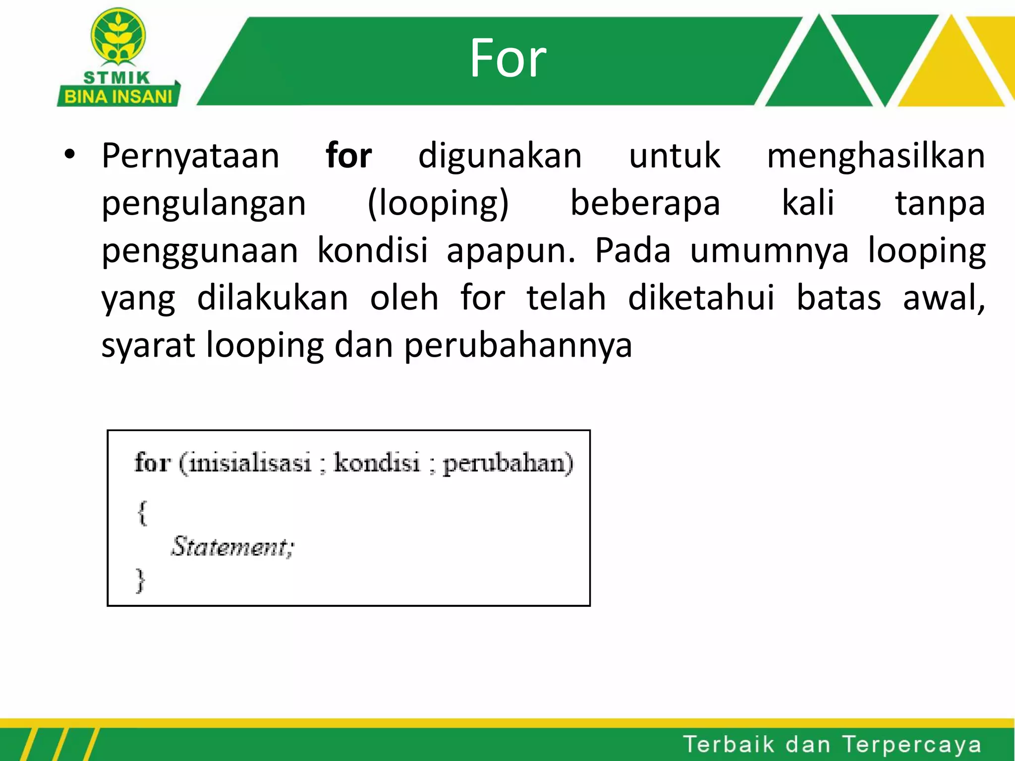 Pertemuan 5 Perulangan (Looping) | PDF