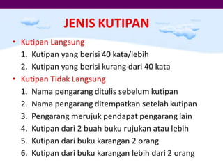 Teknik Penulisan Kutipan | PPTX