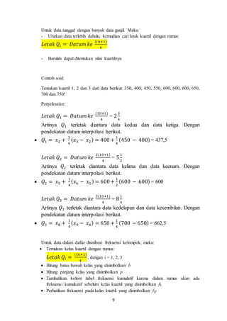 Pertemuan 5 (ukuran pemusatan data dan ukuran letak data) | PDF