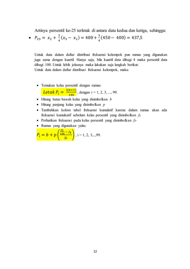 Pertemuan 5 (ukuran pemusatan data dan ukuran letak data) | PDF