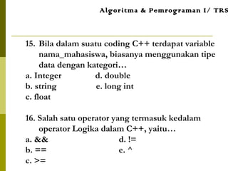 Pertemuan 6 : Algoritma & Pemrograman | PPT