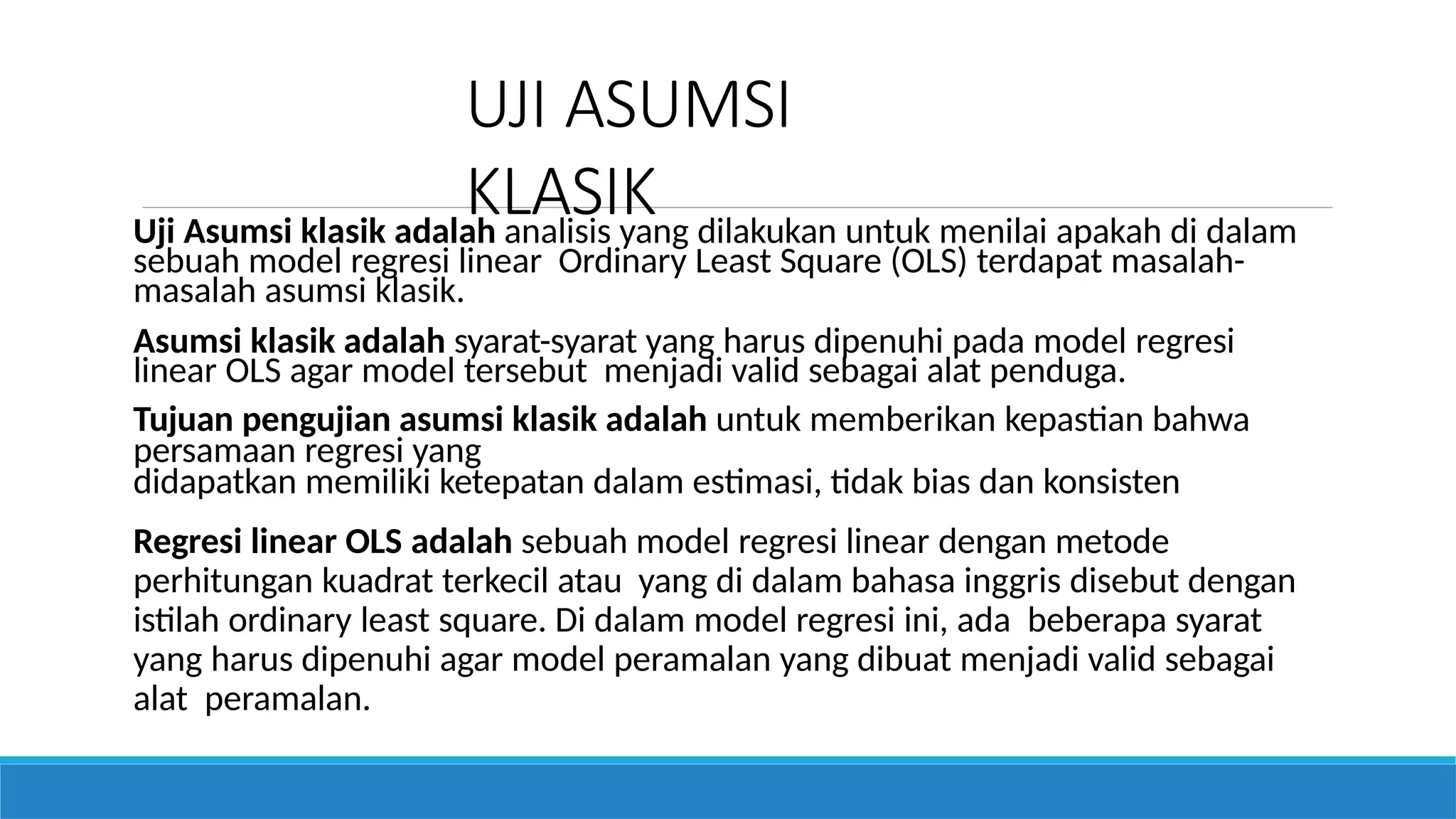 Pengujian data untuk uji asumsi klasik dalam penelitian menggunakan SPSS | PPTX