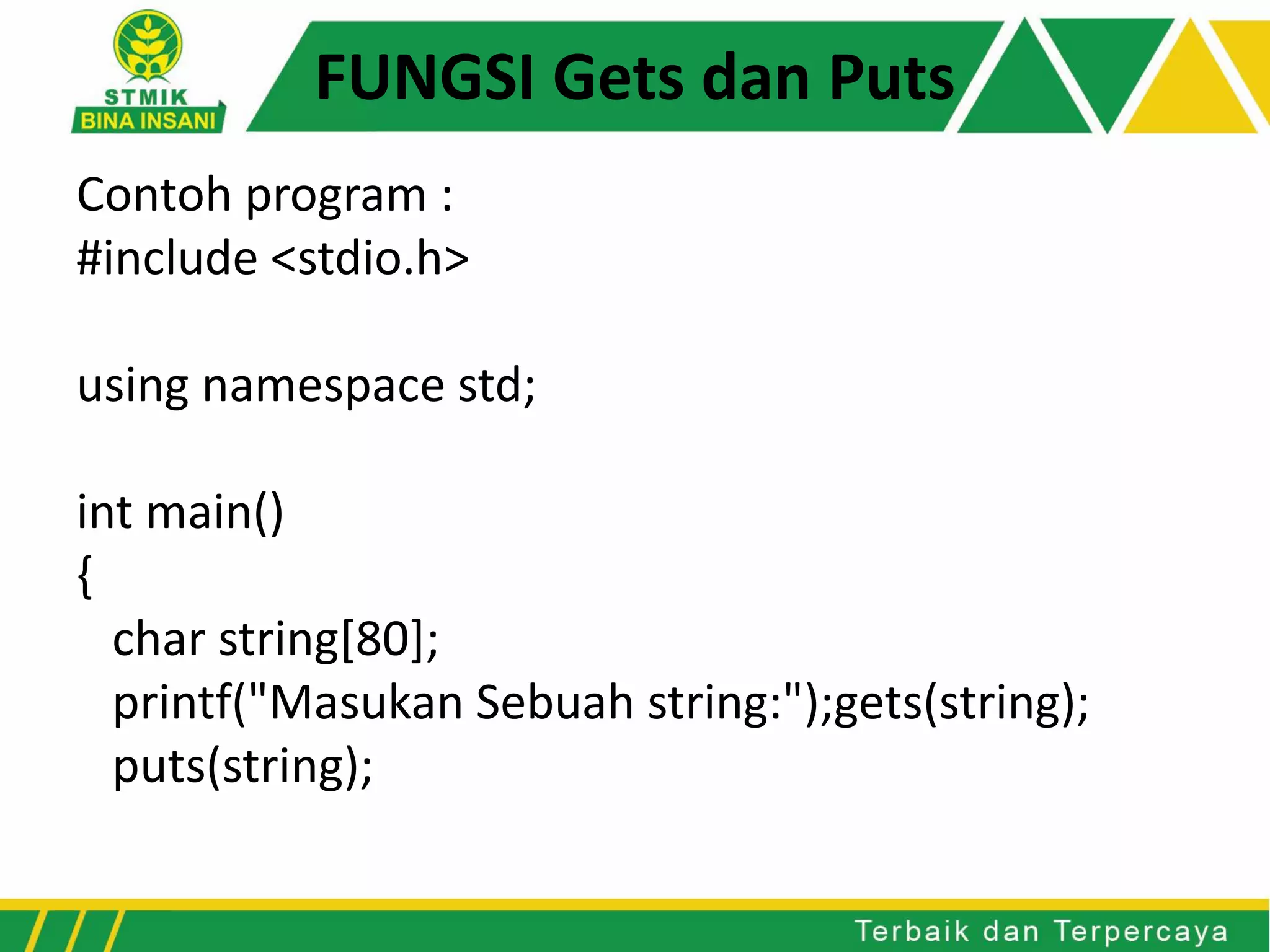 Pertemuan 6 Fungsi String | PDF