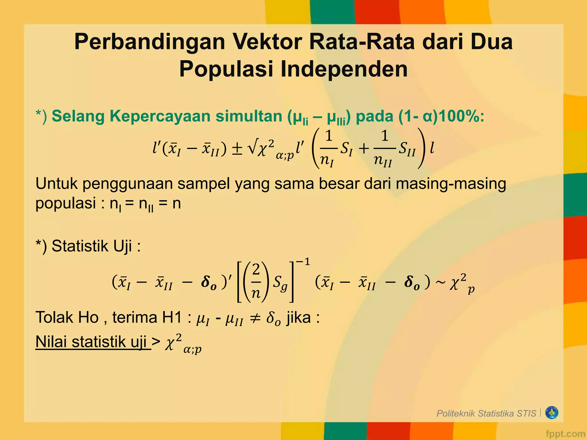 APG Pertemuan 6 : Inferensia Dua Faktor Rata-rata | PPTX