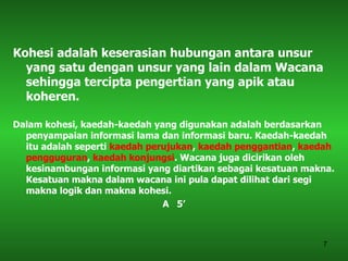Pertemuan 6 kohesi dan koherensi | PPT