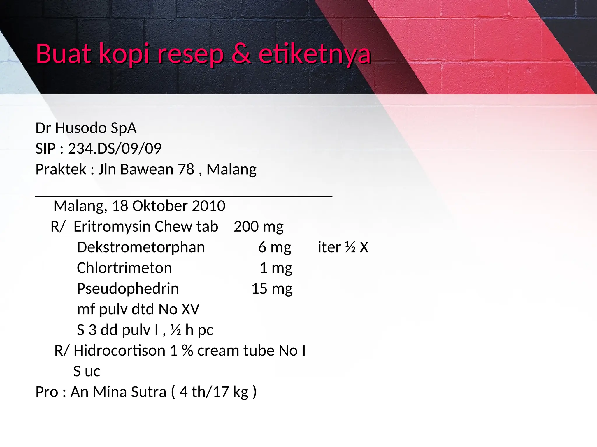 pertemuan 6 RESEP, COPY RESEP DAN ETIKET.ppt