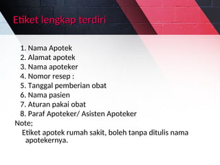 pertemuan 6 RESEP, COPY RESEP DAN ETIKET.ppt