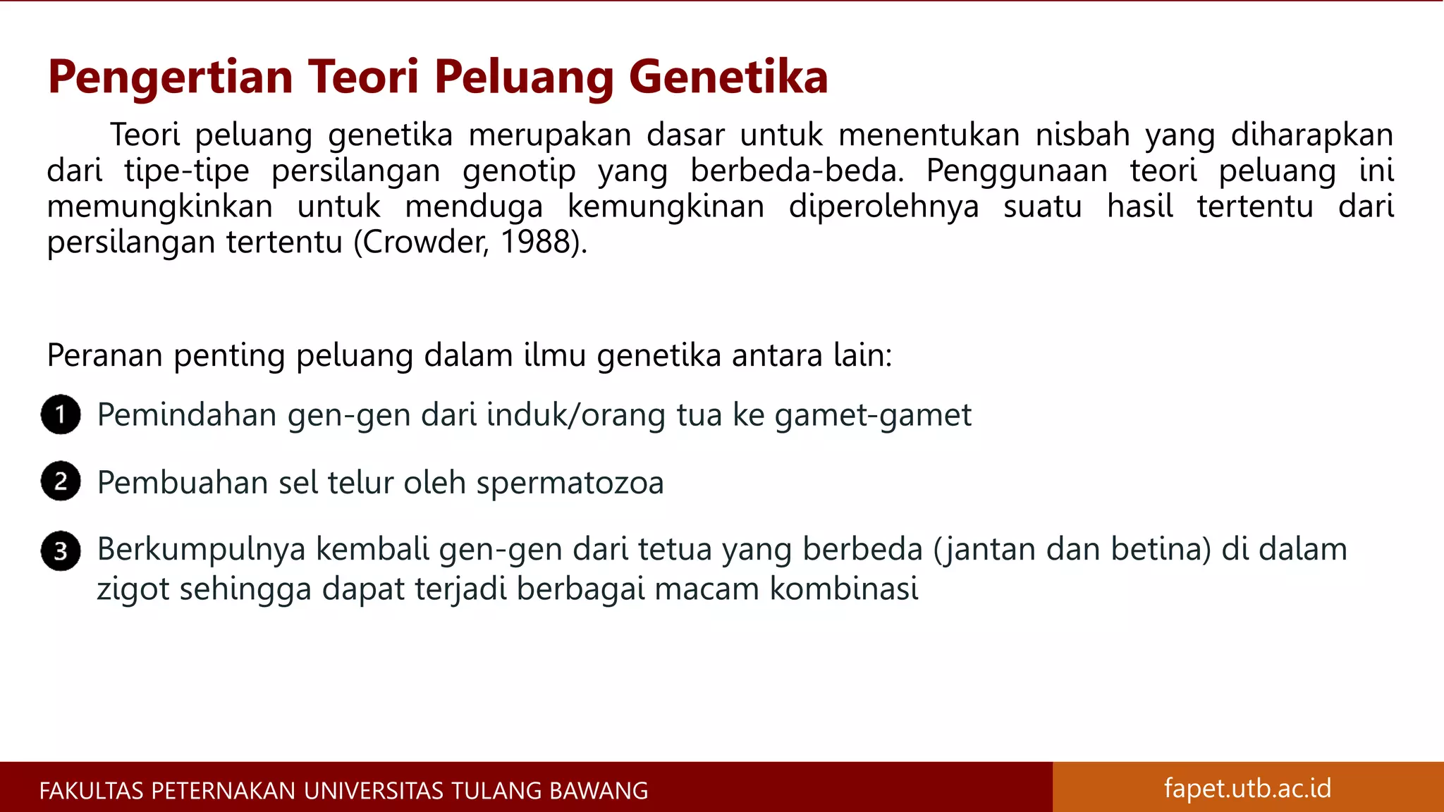 Teori Peluang Genetika - Materi Genetika Ternak | PPTX