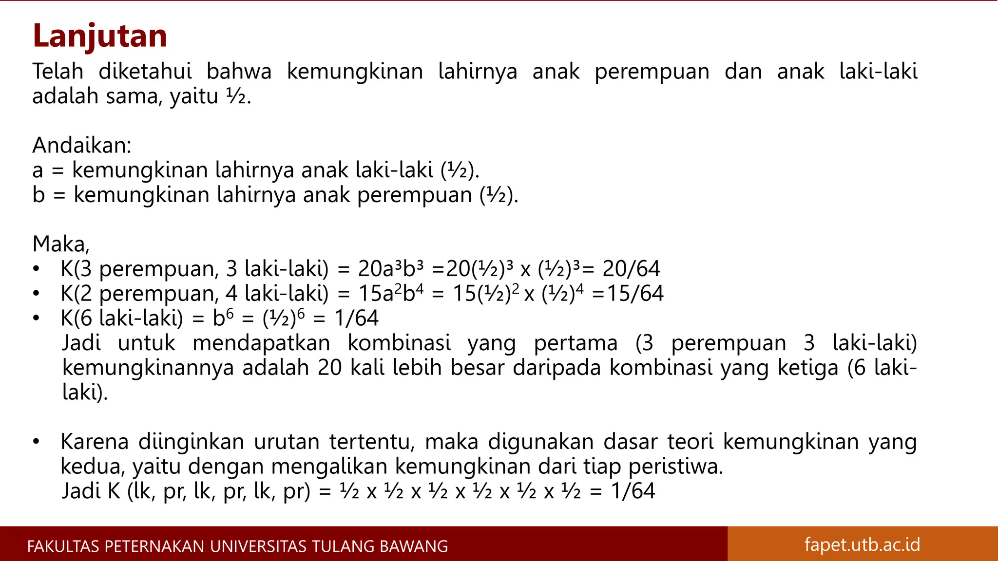 Teori Peluang Genetika - Materi Genetika Ternak | PPTX