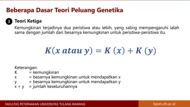Teori Peluang Genetika - Materi Genetika Ternak | PPTX
