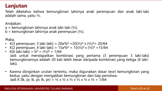 Teori Peluang Genetika - Materi Genetika Ternak | PPTX