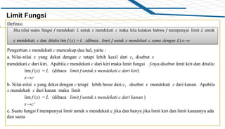 limit fungsi. fungsi dan limit. limit kiri. limit kanan | PDF