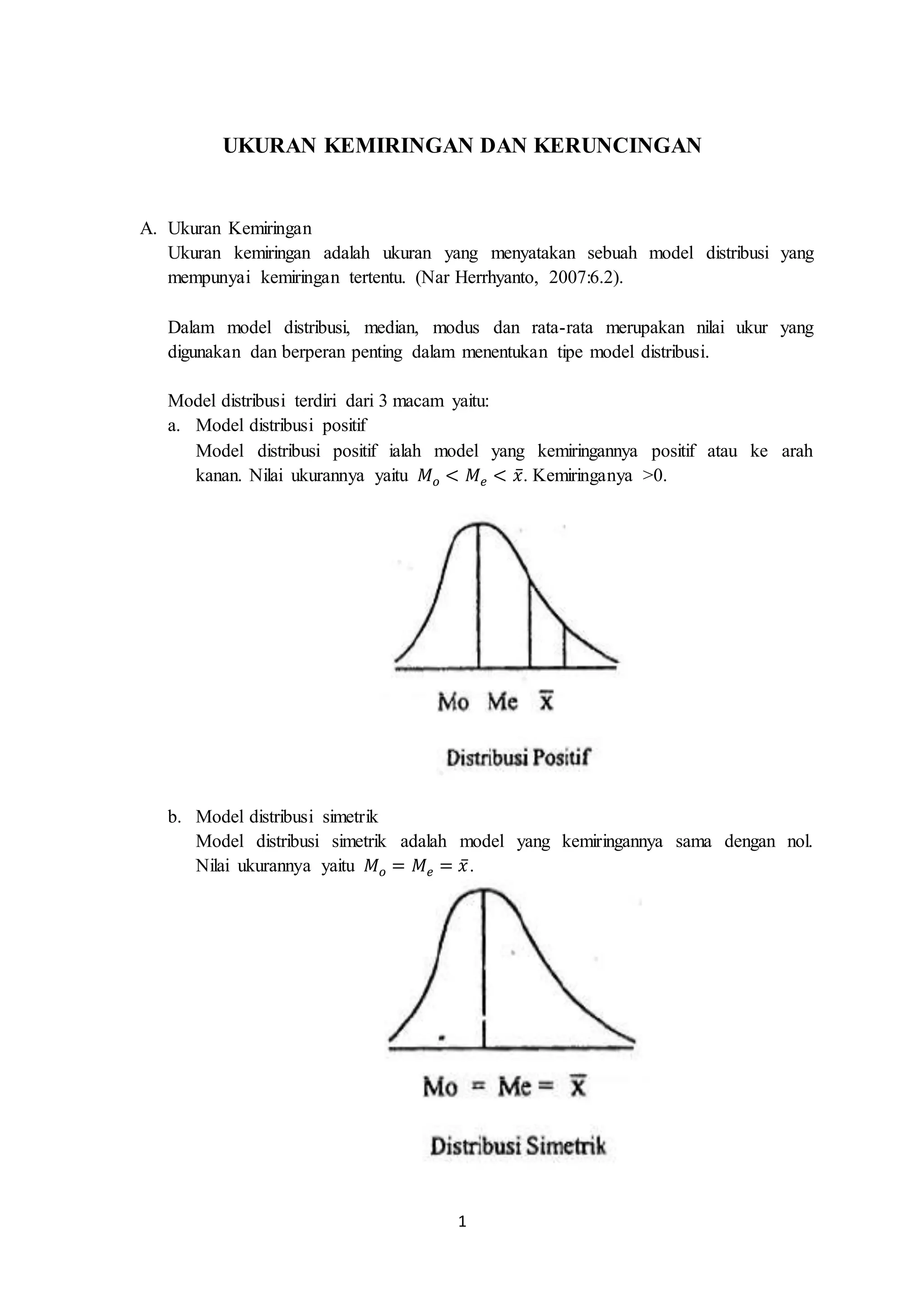 Makalah ukuran kemiringan dan keruncingan data | DOCX