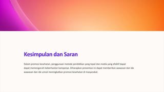 Metode dan media pendidikan dan promosi kesehatan | PDF