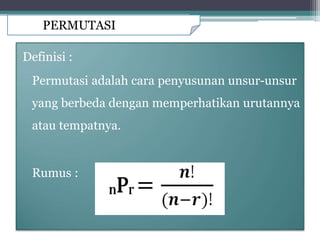 Peluang, Permutasi, Kombinasi | PPTX