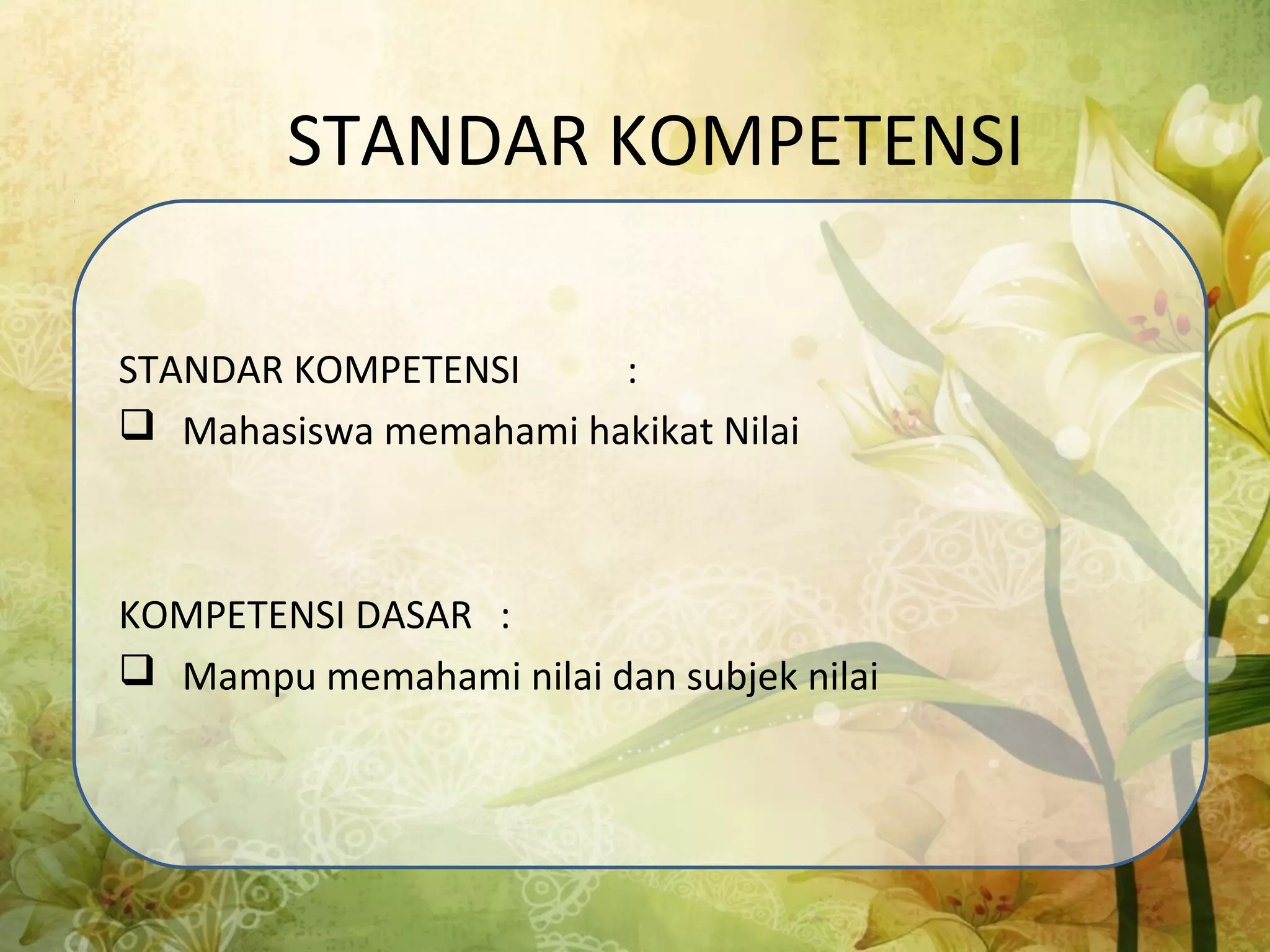 Nilai dan Subjek Nilai | PPT