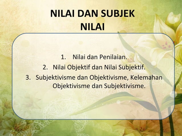 Nilai dan Subjek Nilai | PPT