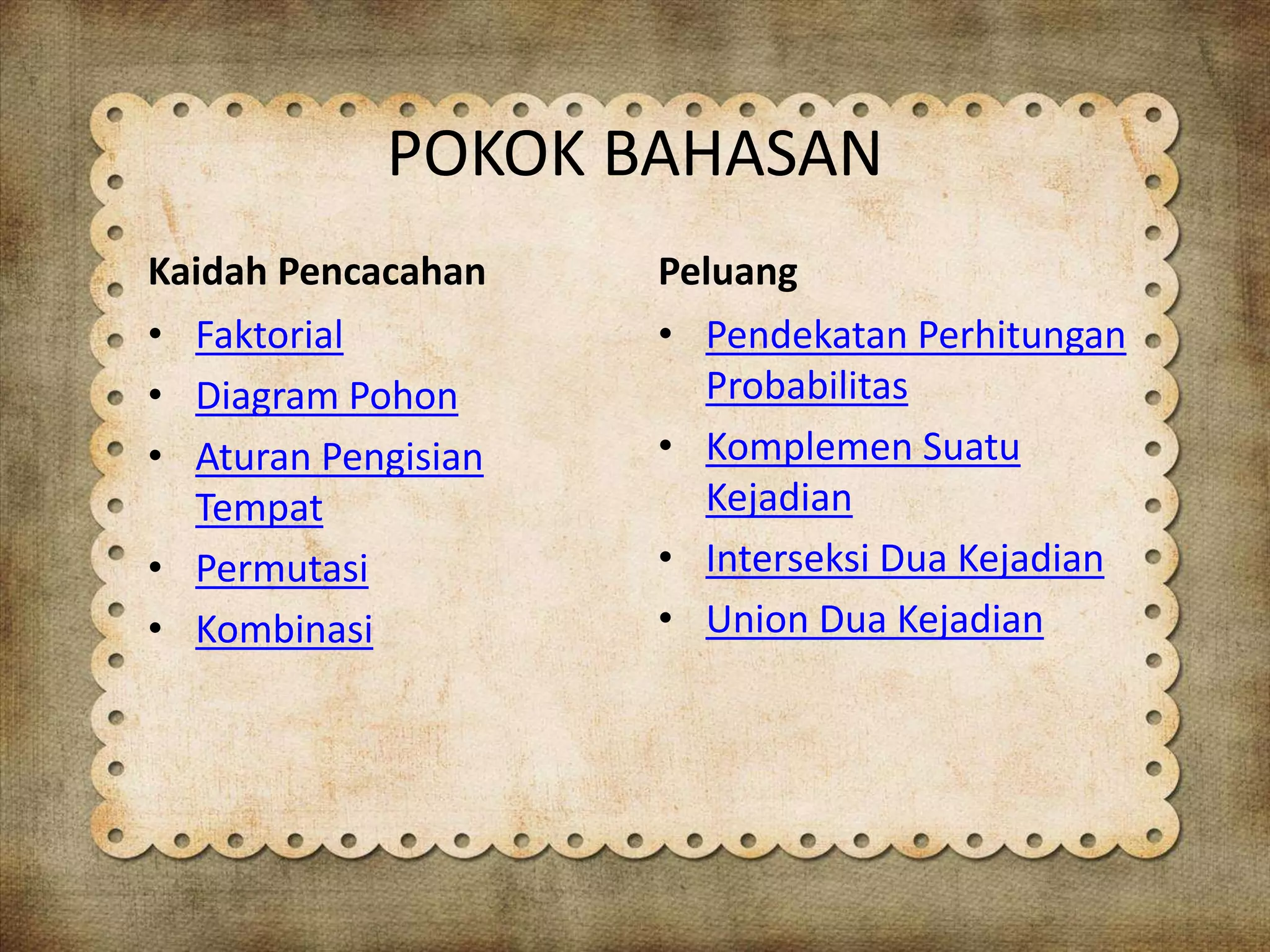 Kombinasi, Permutasi dan Peluang ppt | PPTX