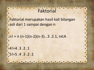Kombinasi, Permutasi dan Peluang ppt | PPTX