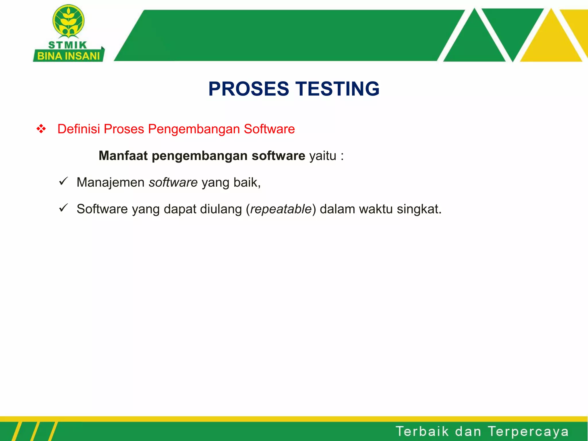 Pertemuan 9 Proses Testing | PDF