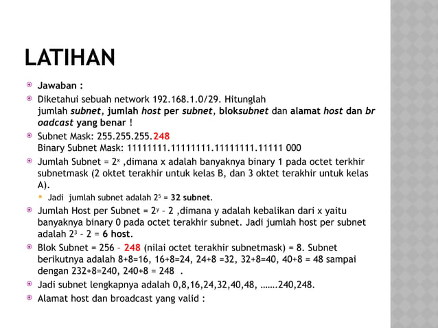 Subnetting pertemuan ke 9 materi jaringan | PPT