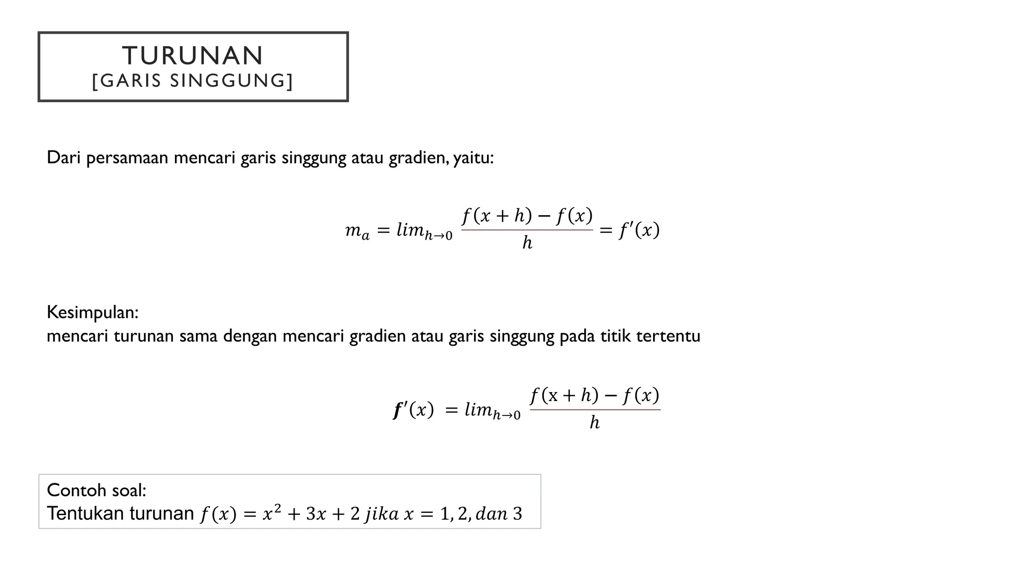 Pertemuan kalkulus, materi tentang turunan | PDF