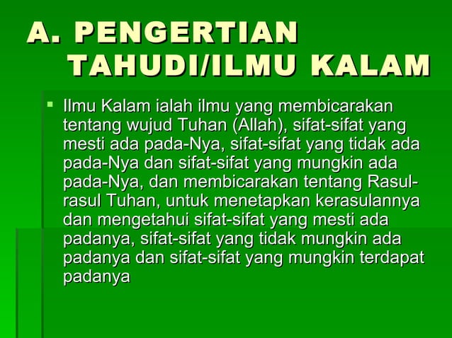 Pertemuan i dasar dan sejarah timbulnya ilmu kalam | PPT